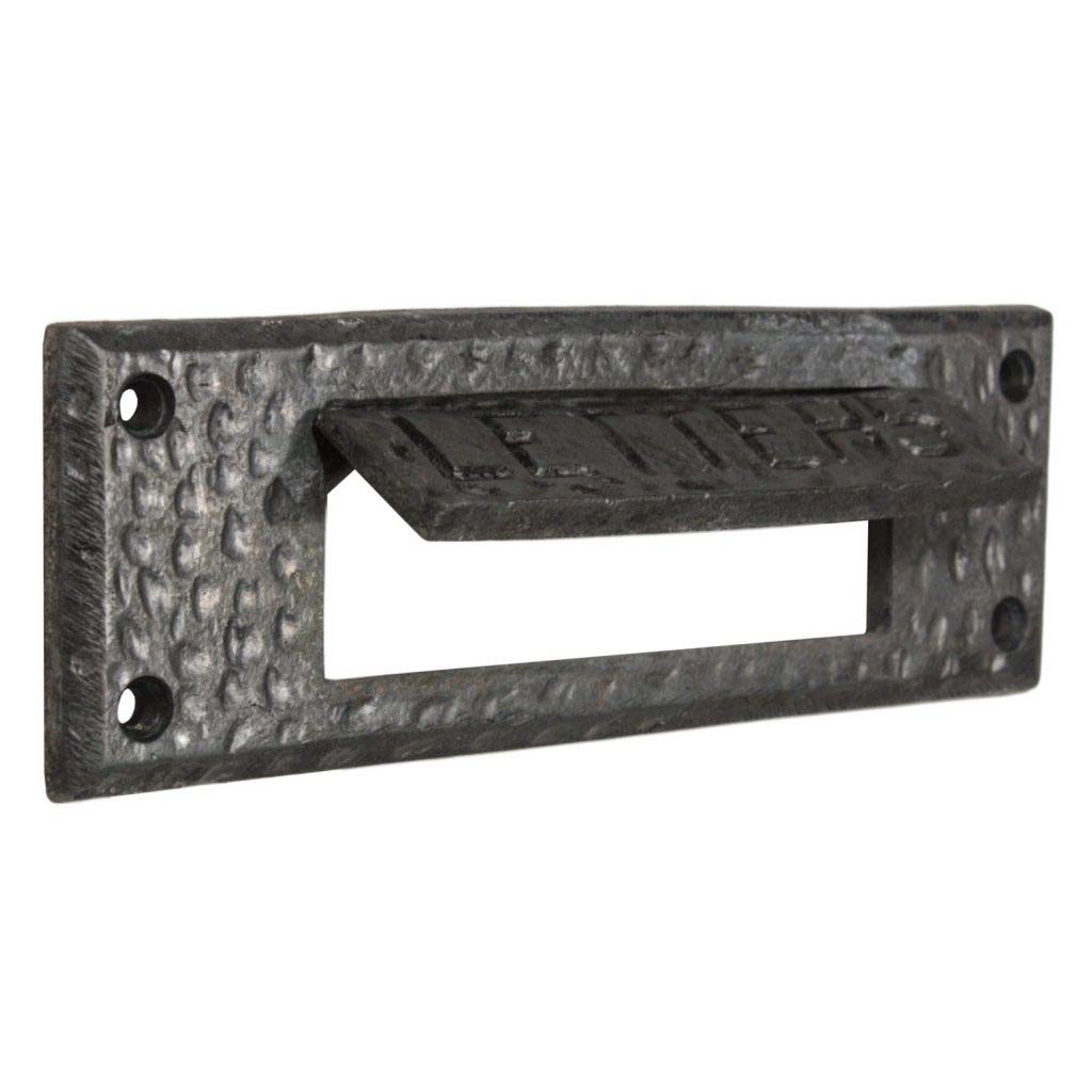 Hammered Cast Iron Letter Slot with Matching Interior Trim Piece, c. 1920s