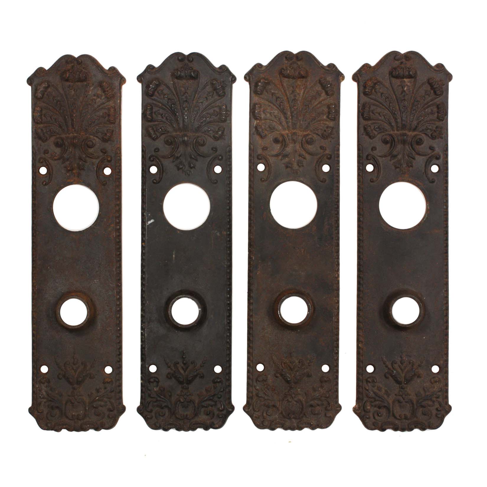 Neoclassical Cast Iron Entry Backplates, Antique Hardware