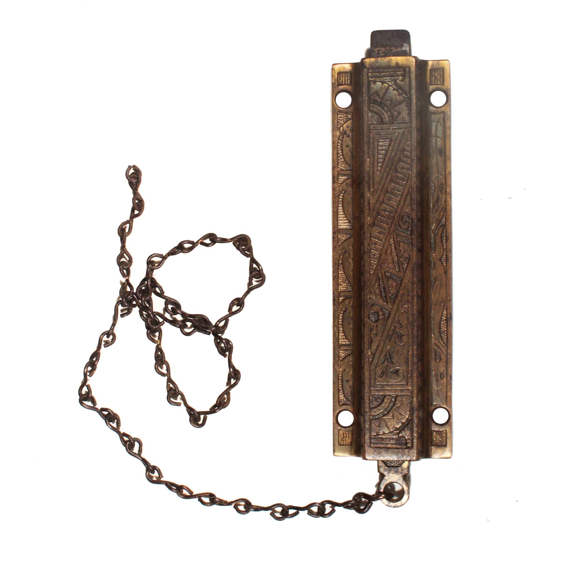 Antique Bronze Surface Mount Chain Bolt, c. 1890's