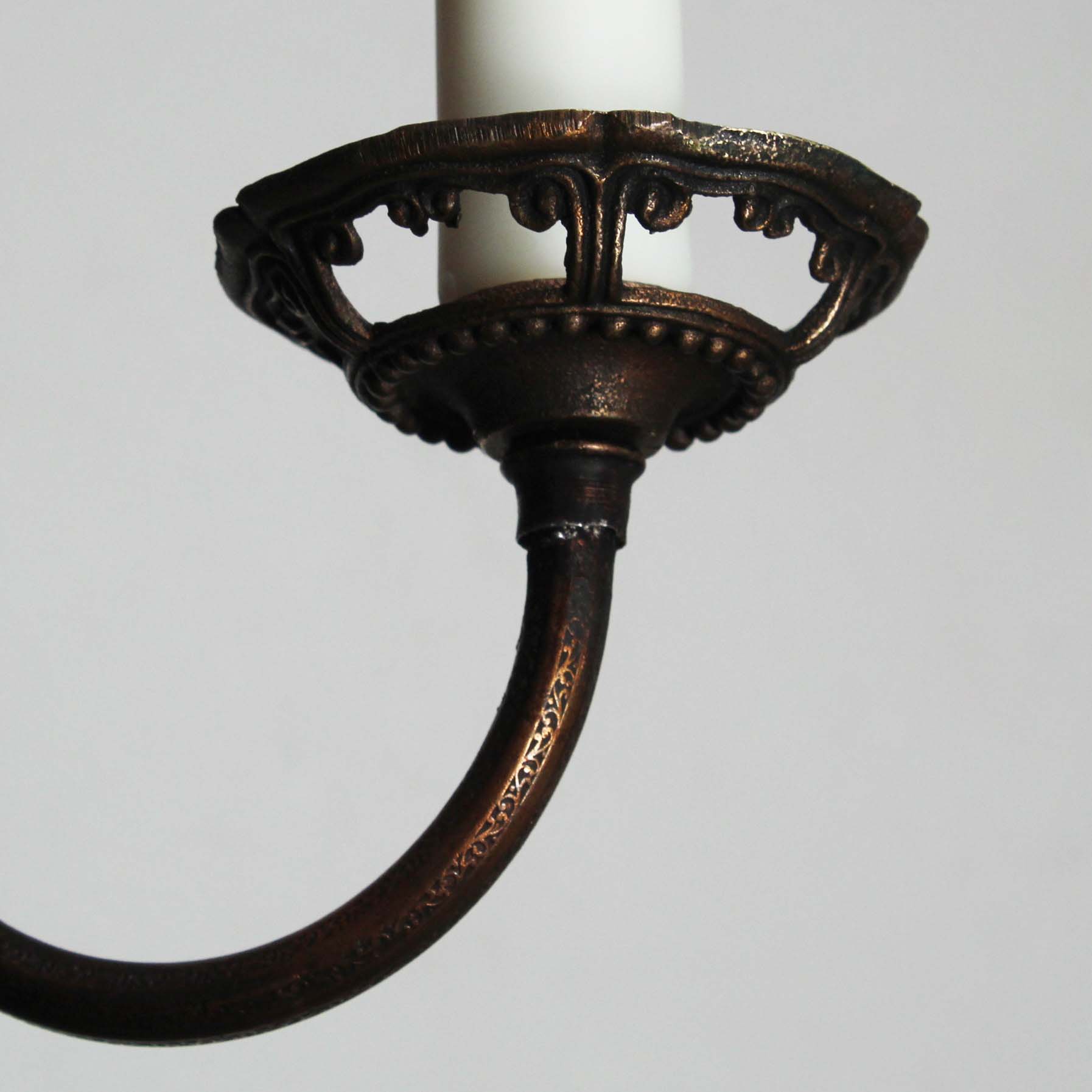 Pair of Antique Bronze Sconces, Original Polychrome Finish