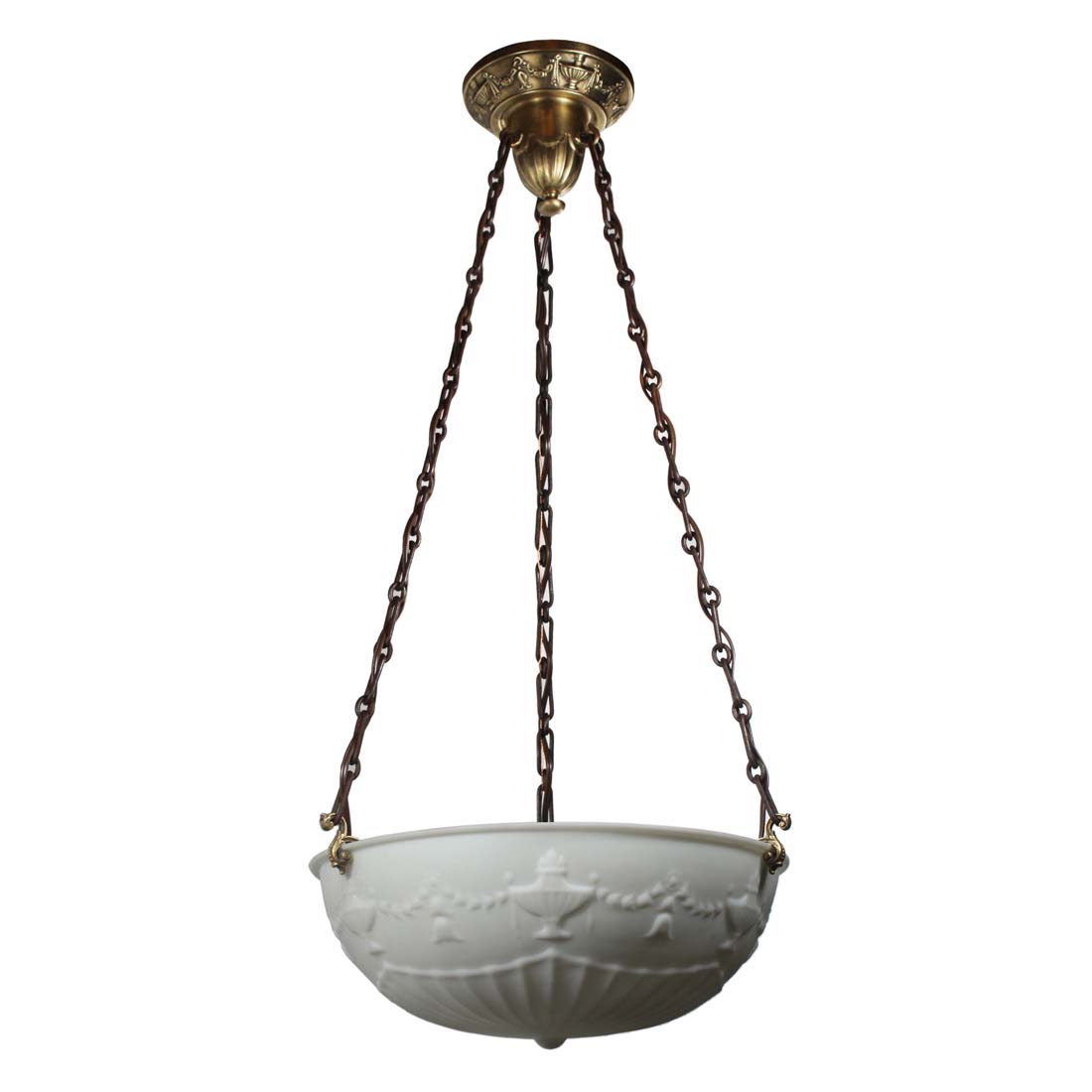 SOLD Antique Brass Neoclassical Inverted Dome Chandelier, c. 1910’s ... SOLD Antique Brass Neoclassical Inverted Dome Chandelier, c. 1910’s ...