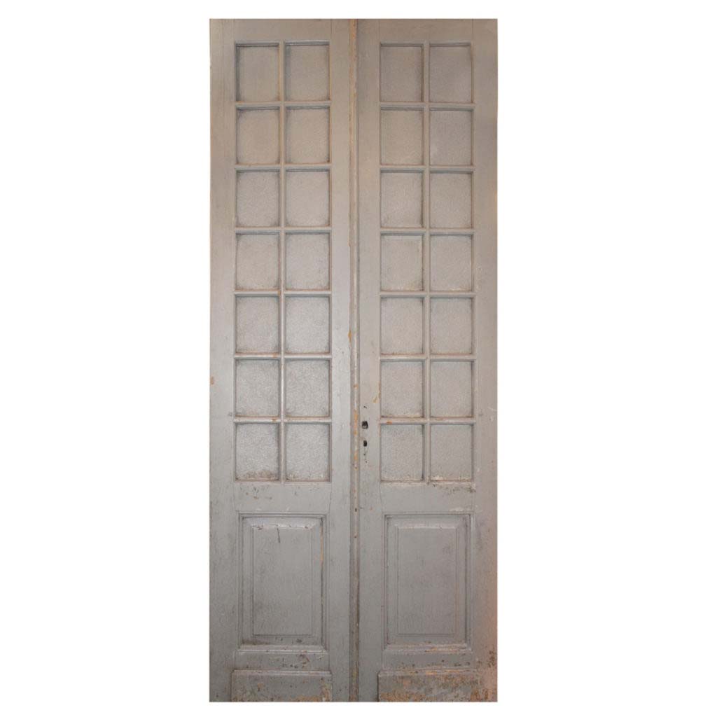 Reclaimed Pair of Antique 46" Double Doors with Glass