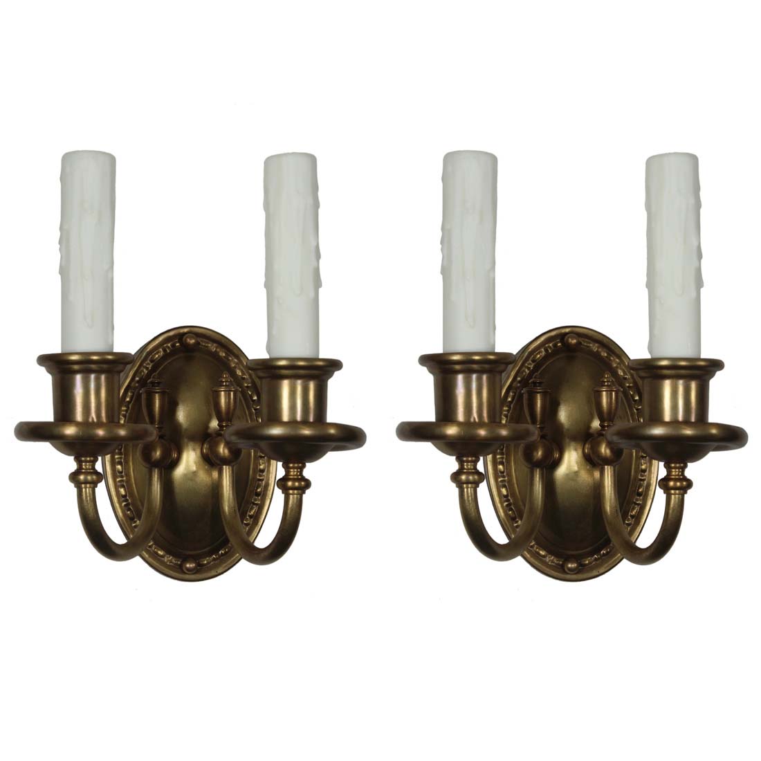 SOLD Pair of Brass Neoclassical Sconces, Antique Lighting - Archived ...