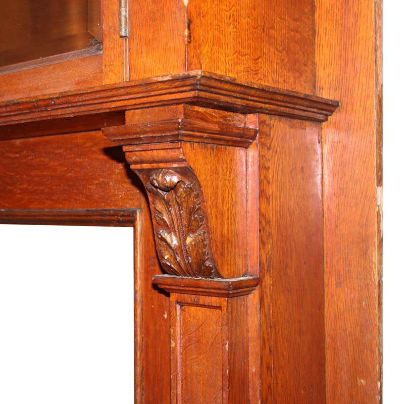 SOLD Antique Oak Bookcase Mantel, Beveled Glass - Architectural ...