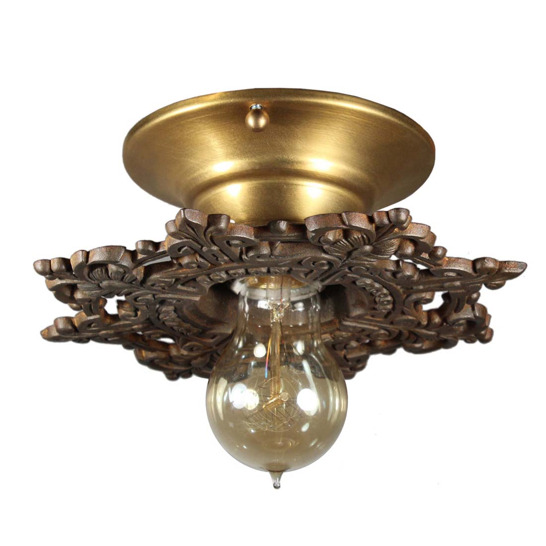 Antique Exposed Bulb Flush Mounts, c.1920