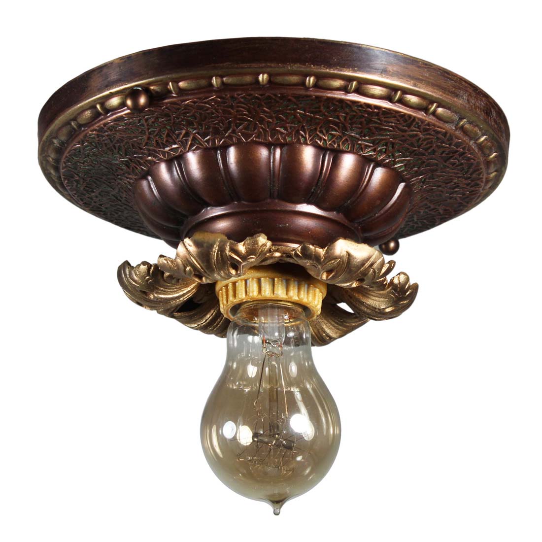 Neoclassical Brass Flush Mount Fixtures, Antique Lighting