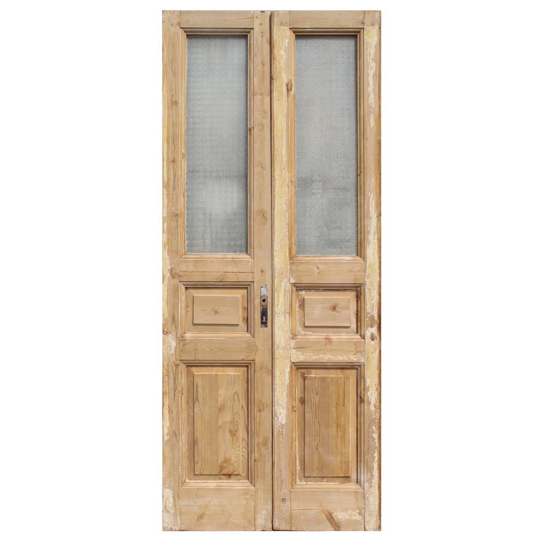 SOLD Antique Pair of 38" French Double Doors, Textured Glass - Doors ...