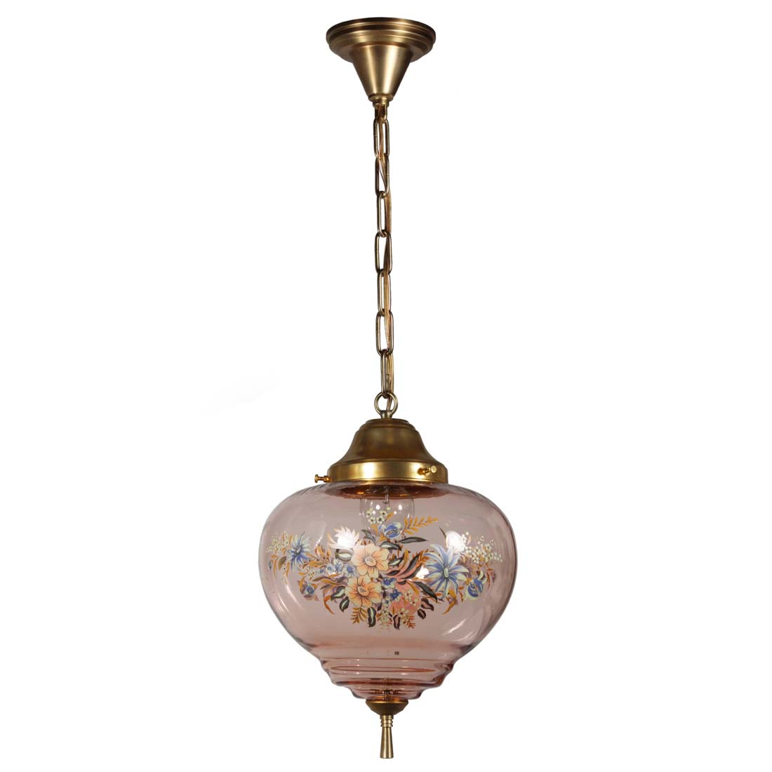 SOLD New Old Stock Pendant Light with Pink Glass Shades, Vintage ...