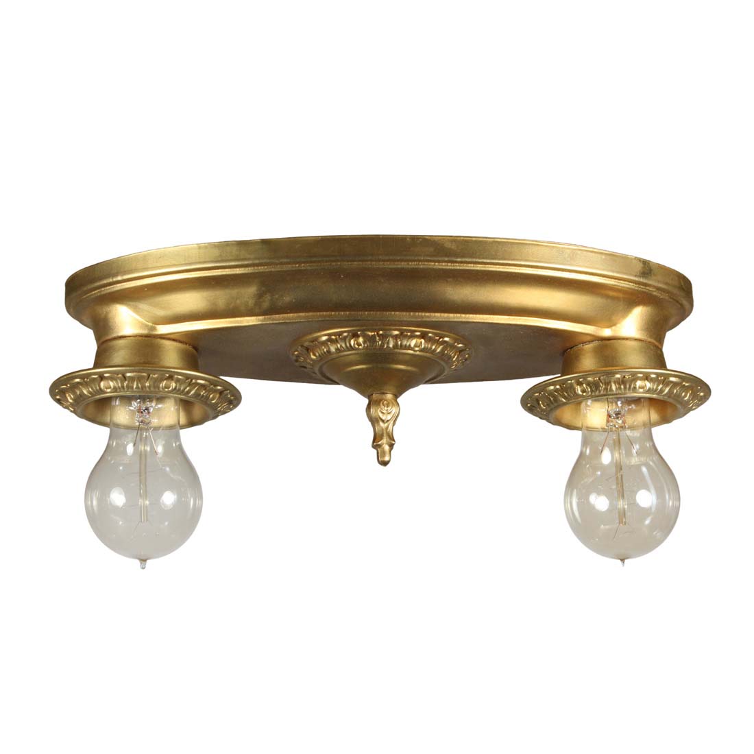 Neoclassical Flush Mount Fixtures in Brass, Antique Lighting