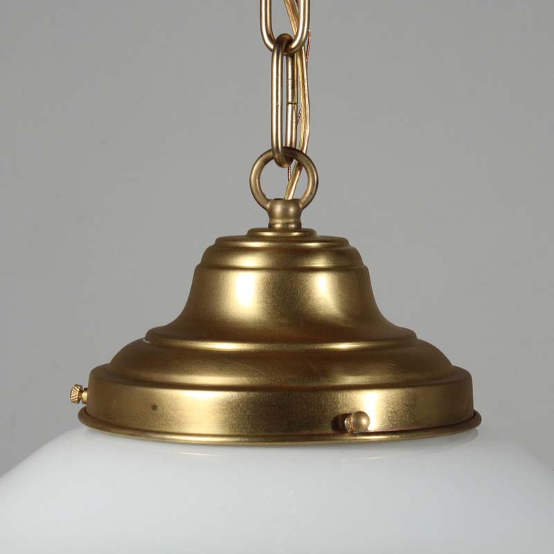 Large Antique Neoclassical Pendant Light Fixture with Original Glass Shade