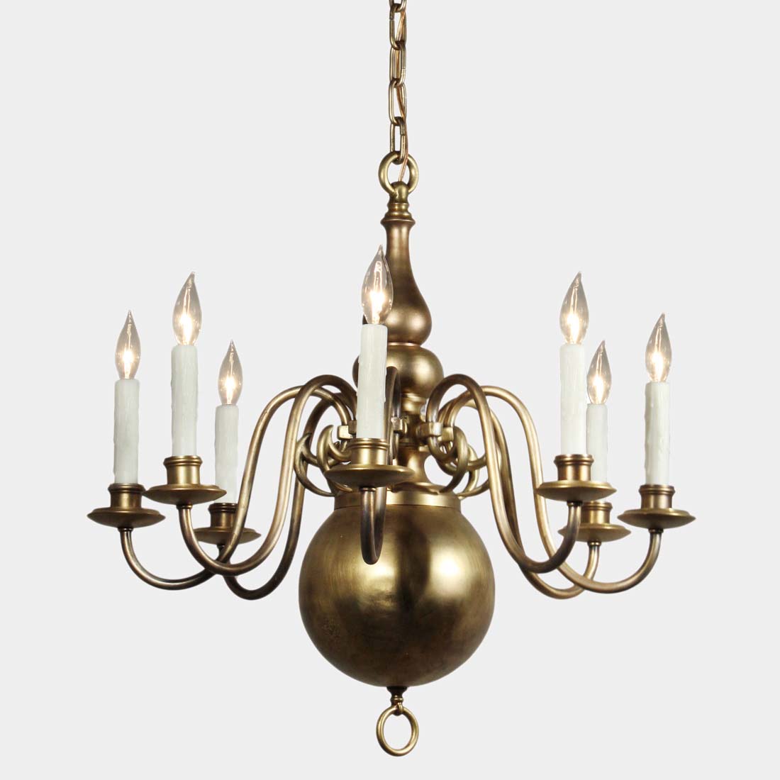 SOLD Antique Colonial Revival Brass Chandelier, Early 1900’s - Antique ...