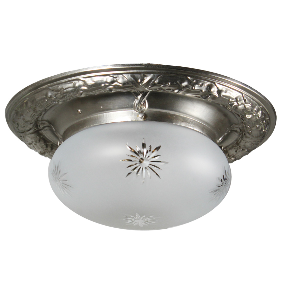 SOLD Antique Inverted Dome Flush Mount Chandelier - Antique Lighting ...