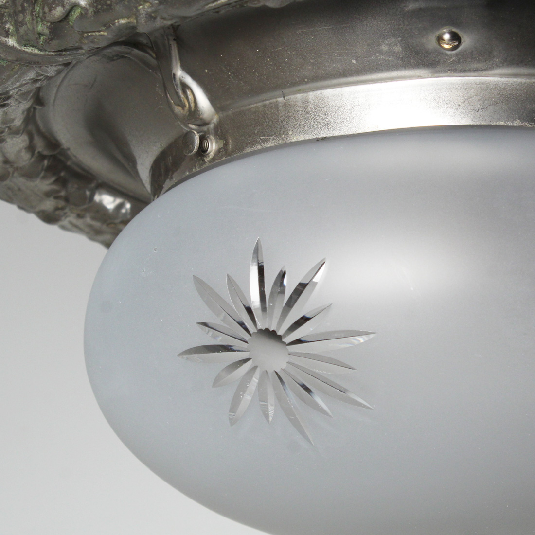 SOLD Antique Inverted Dome Flush Mount Chandelier - Antique Lighting ...