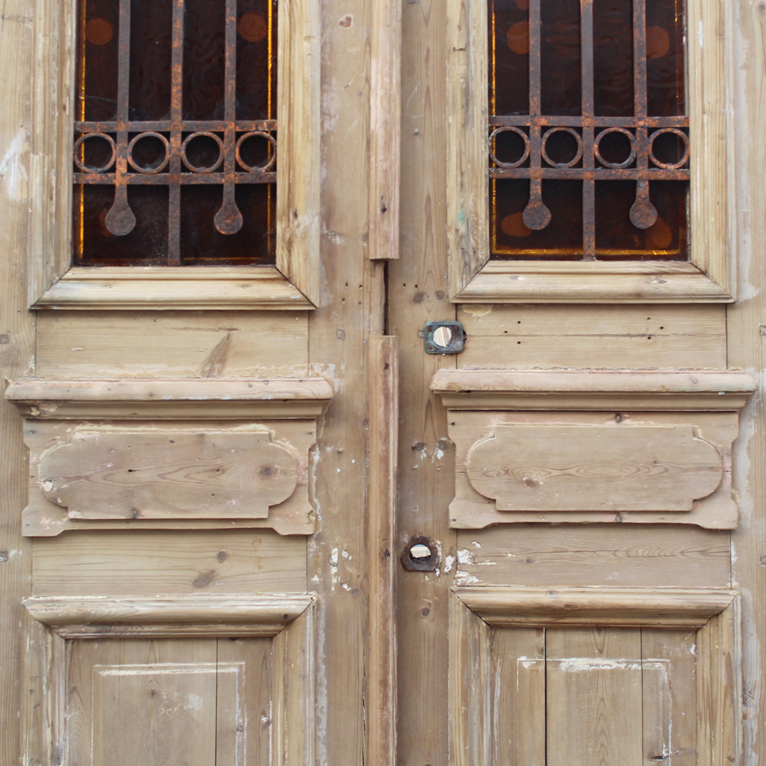 SOLD Pair of Salvaged 39” French Colonial Doors with Iron Inserts ...