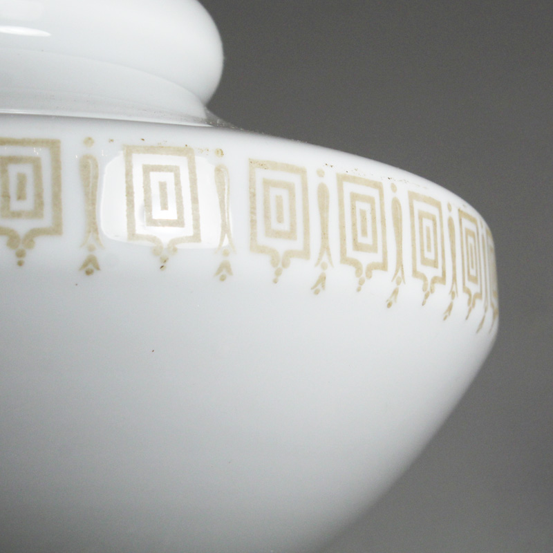 Large Antique Neoclassical Pendant Light Fixture with Original Glass Shade