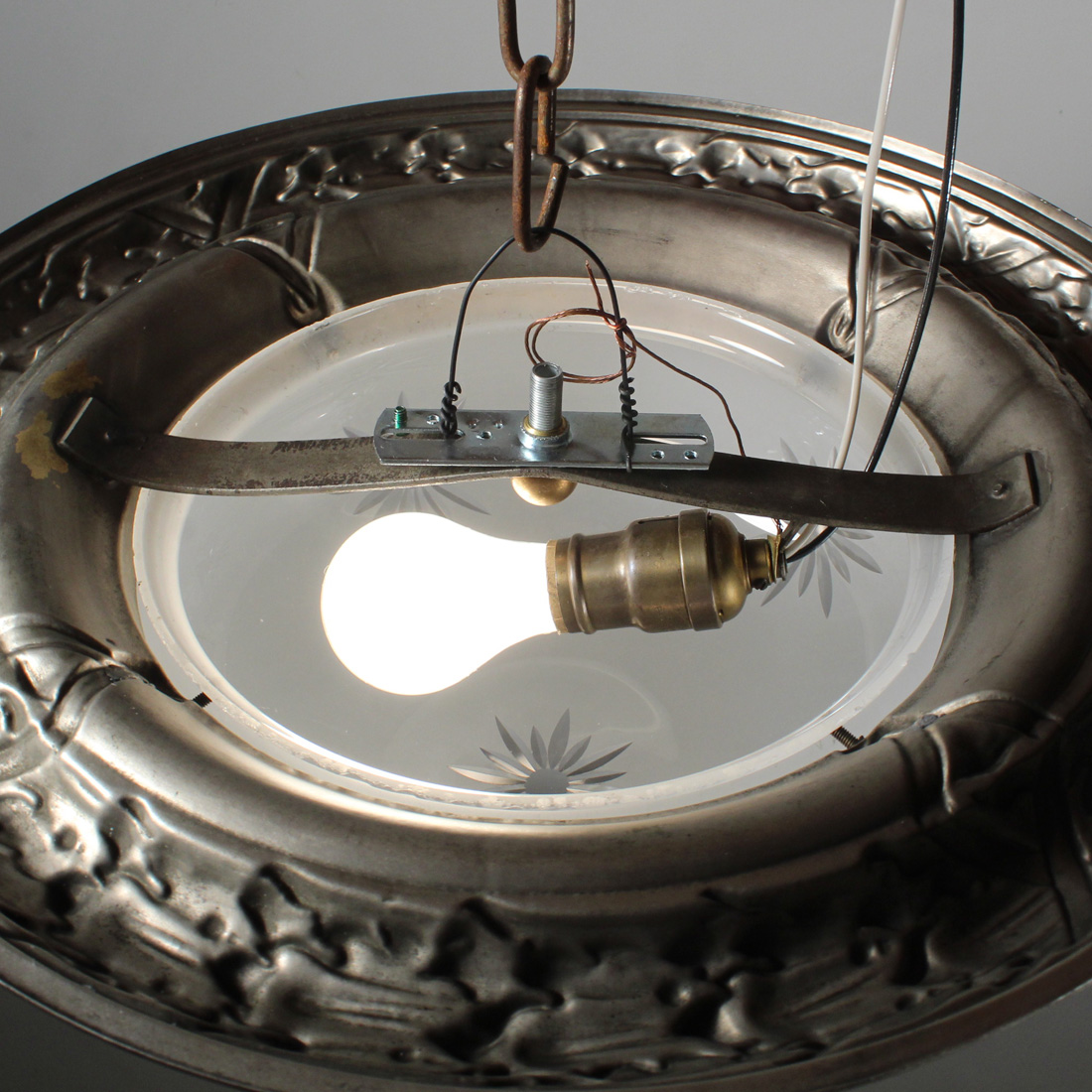 SOLD Antique Inverted Dome Flush Mount Chandelier - Antique Lighting ...