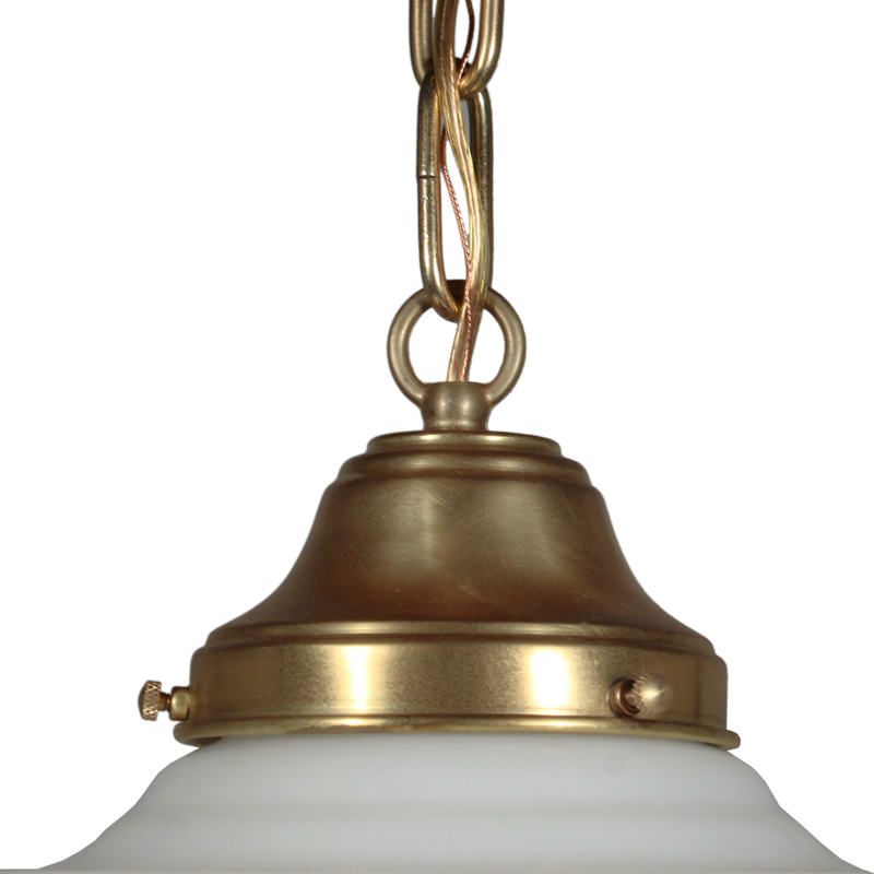 Large Antique Neoclassical Pendant Light Fixture with Original Glass Shade