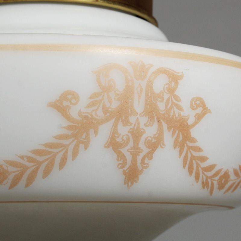 Large Antique Neoclassical Pendant Light Fixture with Original Glass Shade