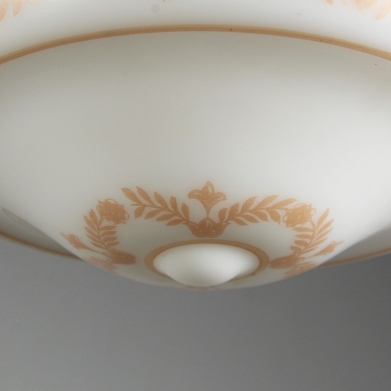 Large Antique Neoclassical Pendant Light Fixture with Original Glass Shade