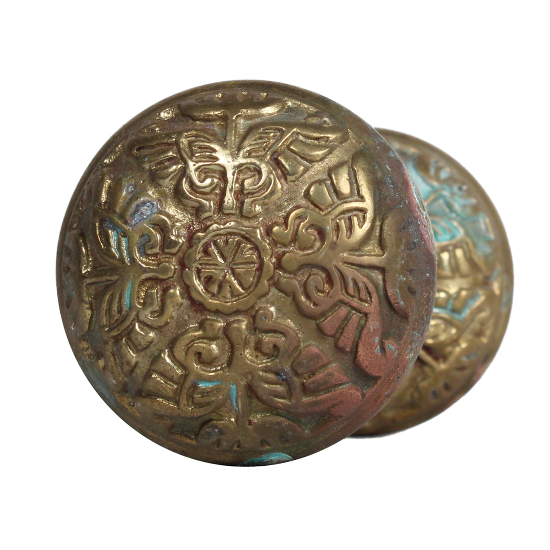 Antique Aesthetic Movement Door Knob Set by Branford, 1880