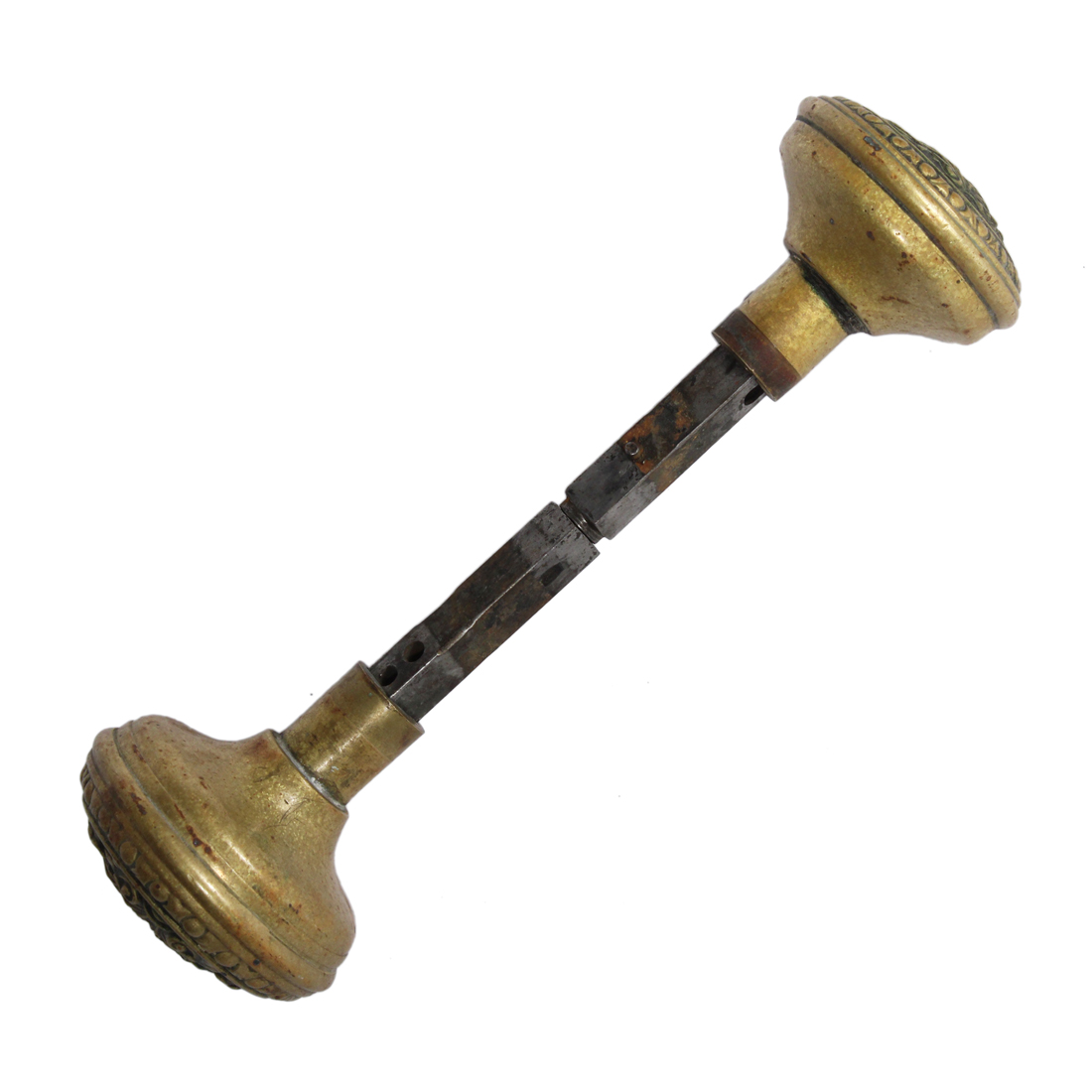 Antique Exterior Cast Bronze Door Knob Set, "Albany" c. 1900