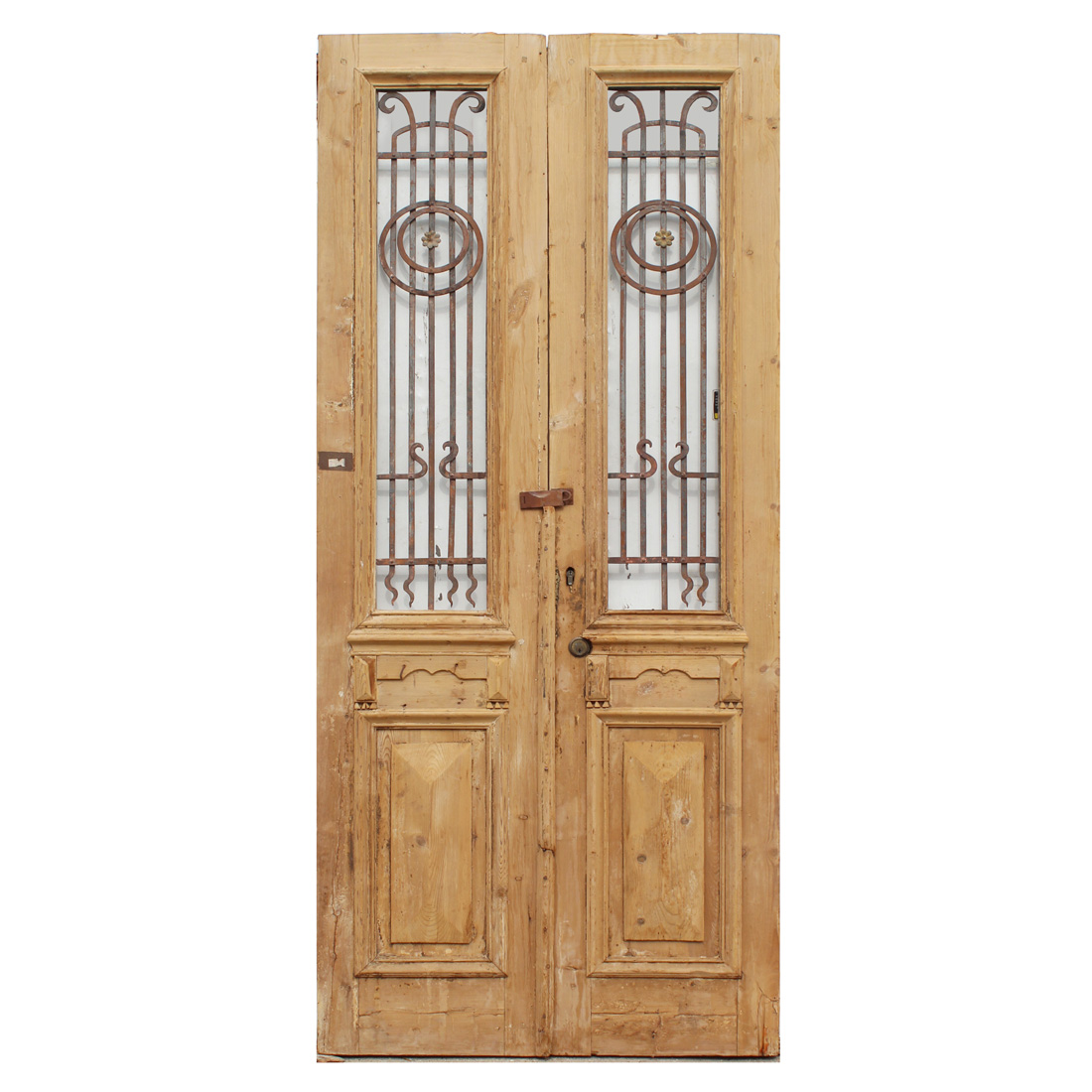 SOLD Salvaged Pair of 39” French Colonial Doors with Iron Inserts ...