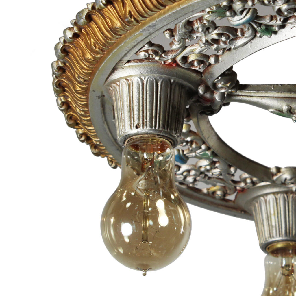 Antique Exposed Bulb Flush Mount Fixture, Riddle Co.