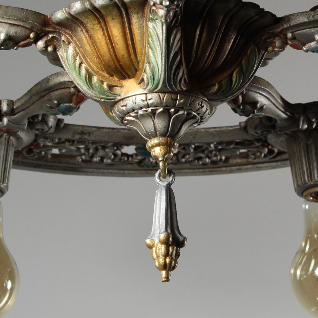 Antique Exposed Bulb Flush Mount Fixture, Riddle Co.