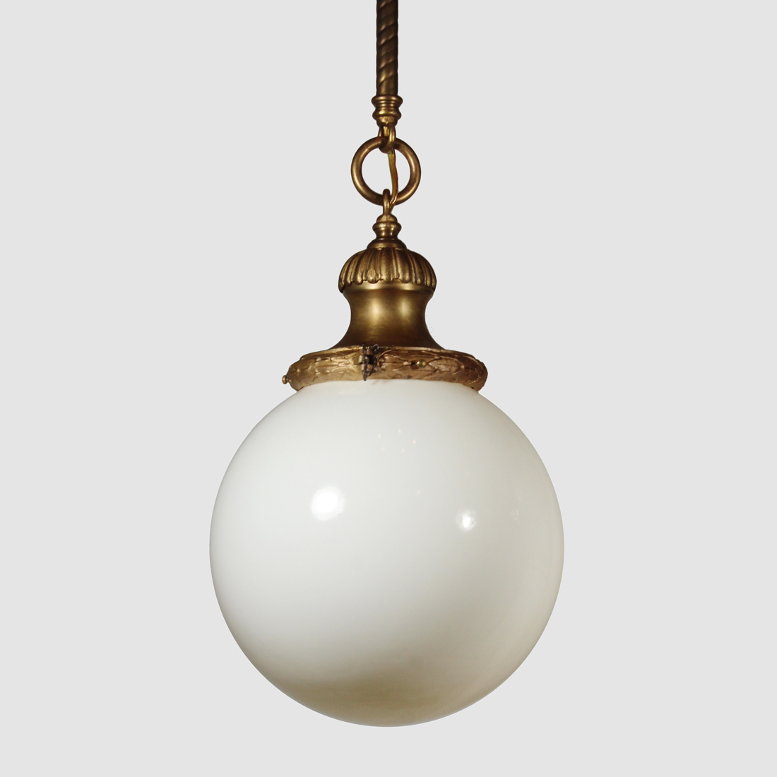 Antique Glass Ball Pendant Light with Original Switch