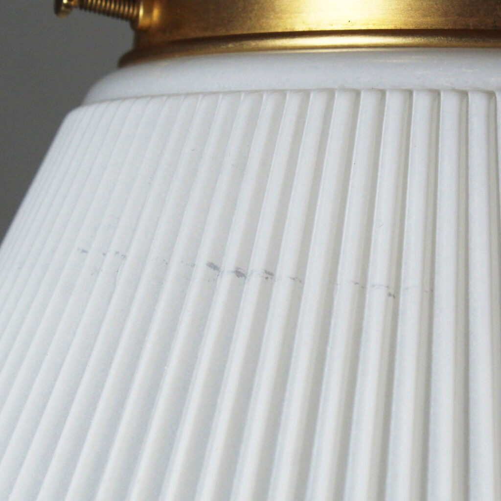 SOLD Antique Brass Flush Mount Light with Glass Shade, Early 1900's ...