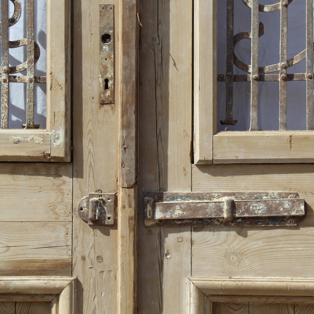 Pair of Antique 44” French Colonial Doors with Iron Inserts - Doors ...