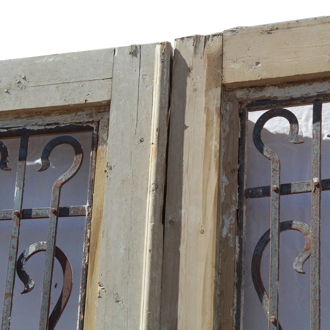 Reclaimed Pair of 44” French Colonial Doors with Iron Inserts - Doors ...