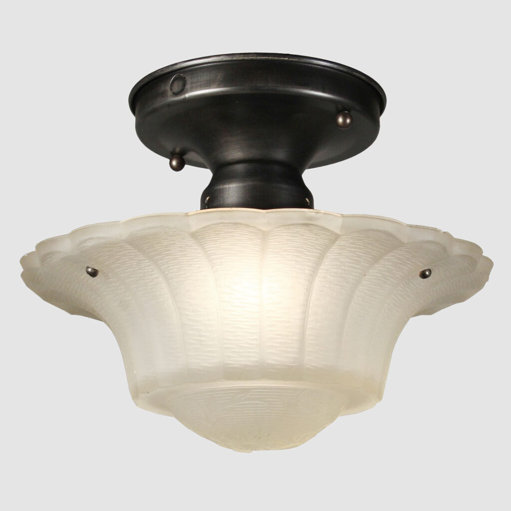 SOLD Vintage Flush Mount Light Fixture with Glass Shade - Antique Lighting, Archived Items ...