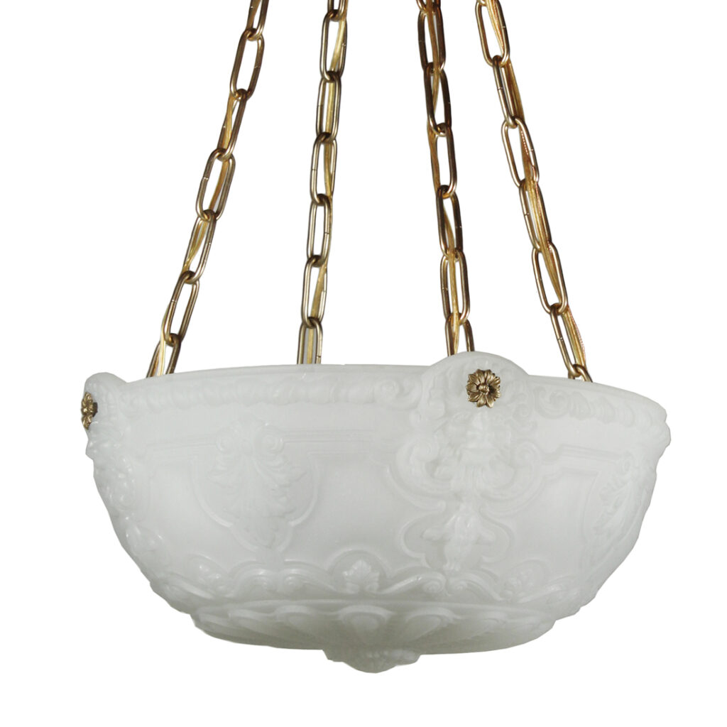 SOLD Antique Brass Figural Inverted Dome Chandelier, North Wind Man ...