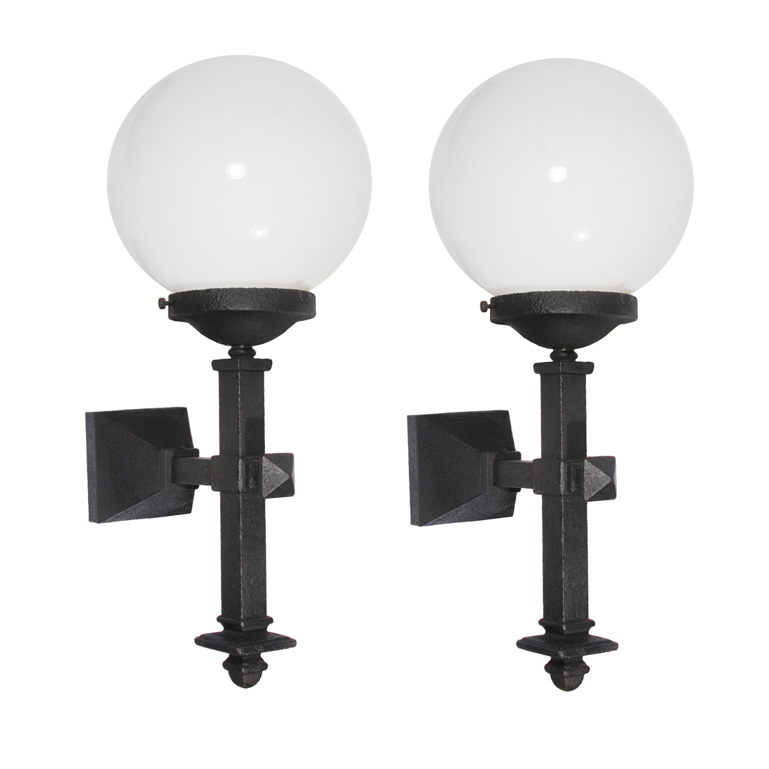Pair of Antique Exterior Sconces with Glass Globes