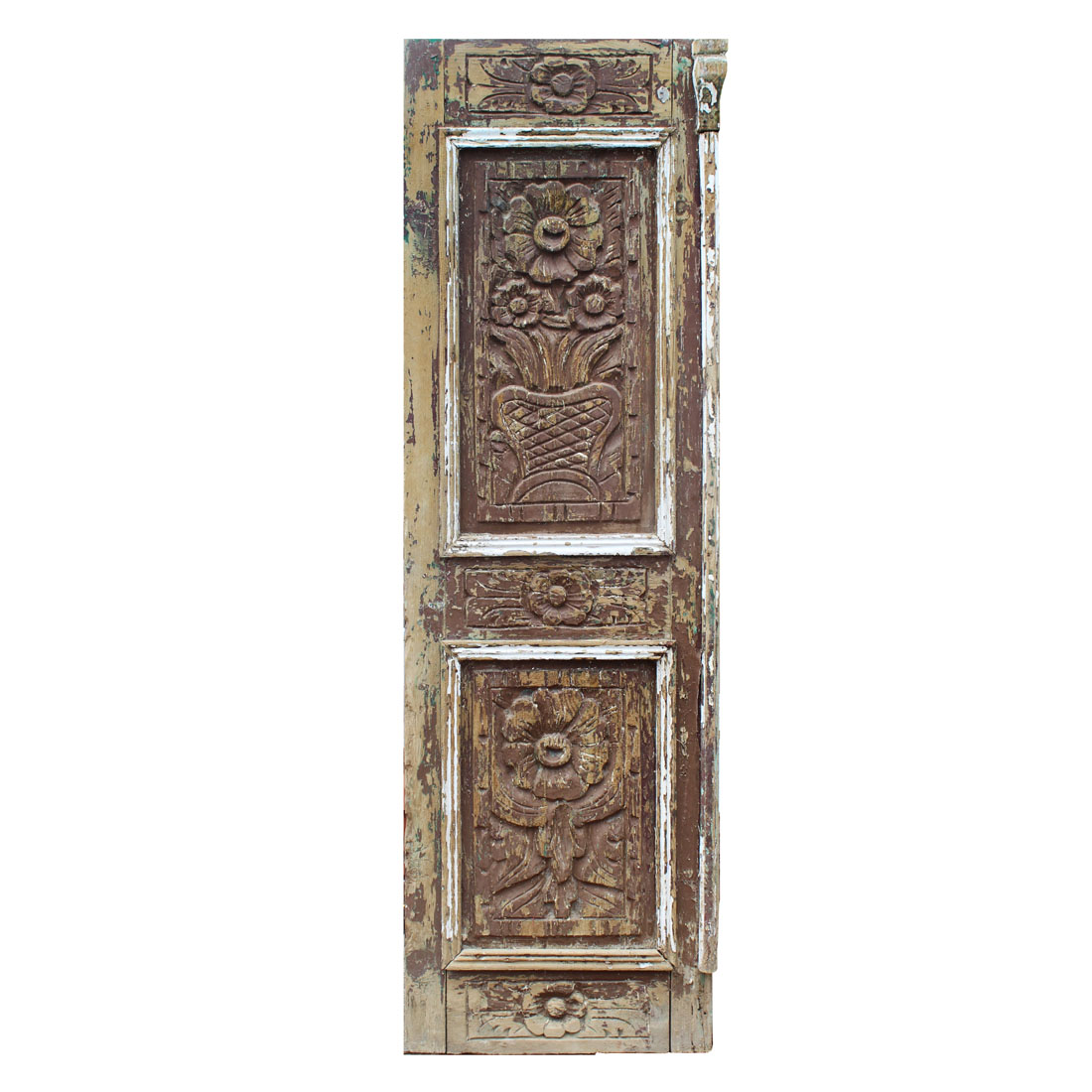 Antique Reclaimed 27" French Colonial Door with Carved Panels, Late ...