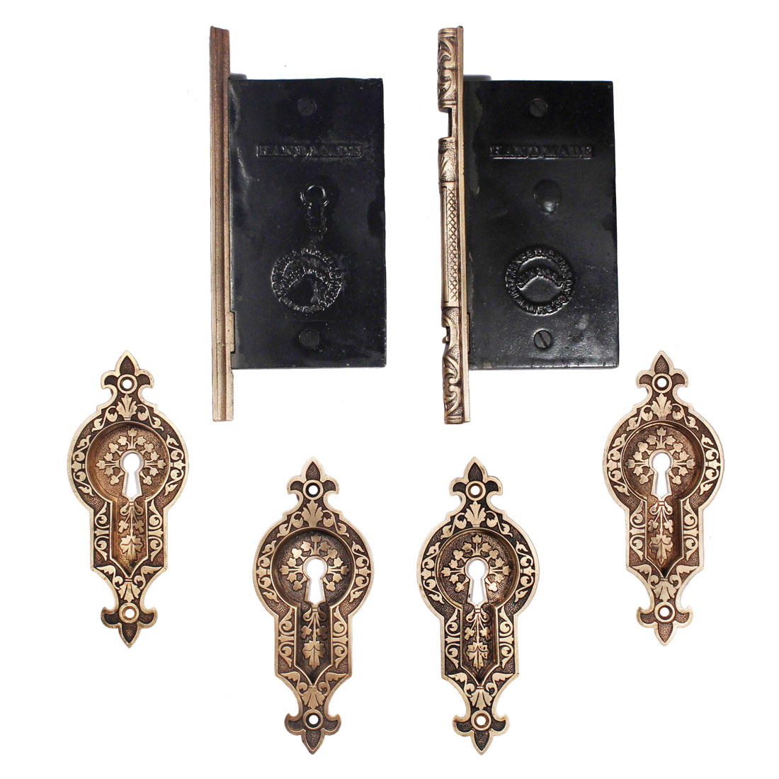 Rare Cast Bronze Pocket Door Hardware Set, Hopkins & Dickinson