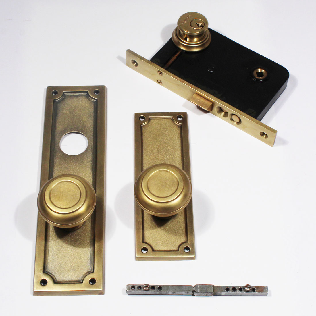 SOLD Antique Brass Exterior Door Hardware Set, Early 1900's - Antique ...