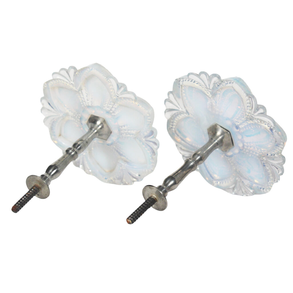 Antique Pair of Opalescent Curtain Tie-Backs, Flower